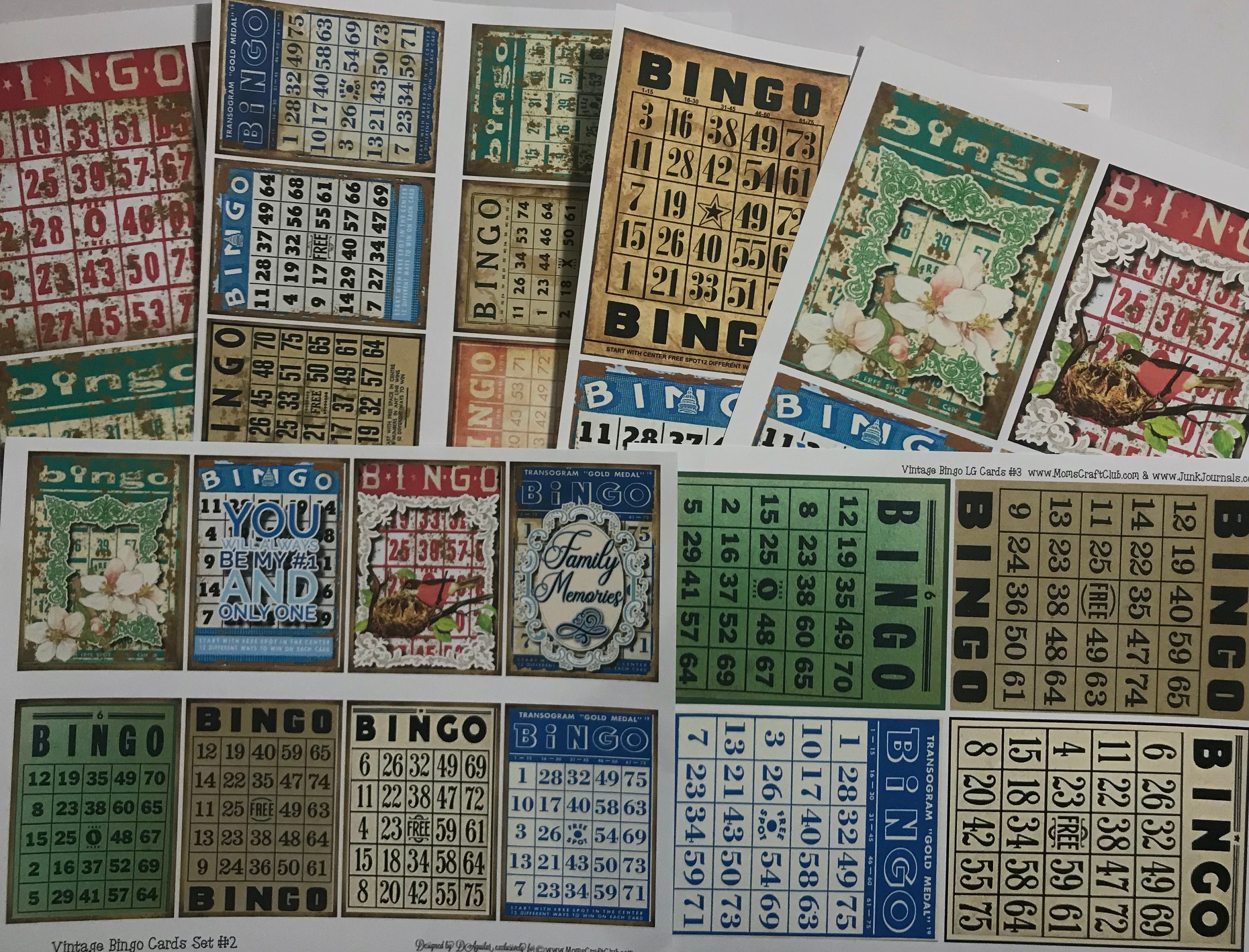 16 Vintage BINGO CARDS Antique Grunge Rusty Old Digital Printables With ...