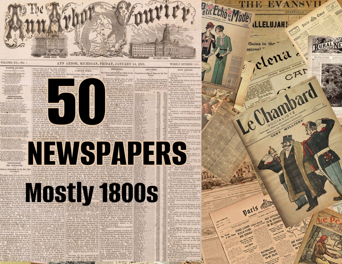 50 ANTIQUE NEWSPAPERS BUNDLE 1775-1800s Front Page News French - Etsy