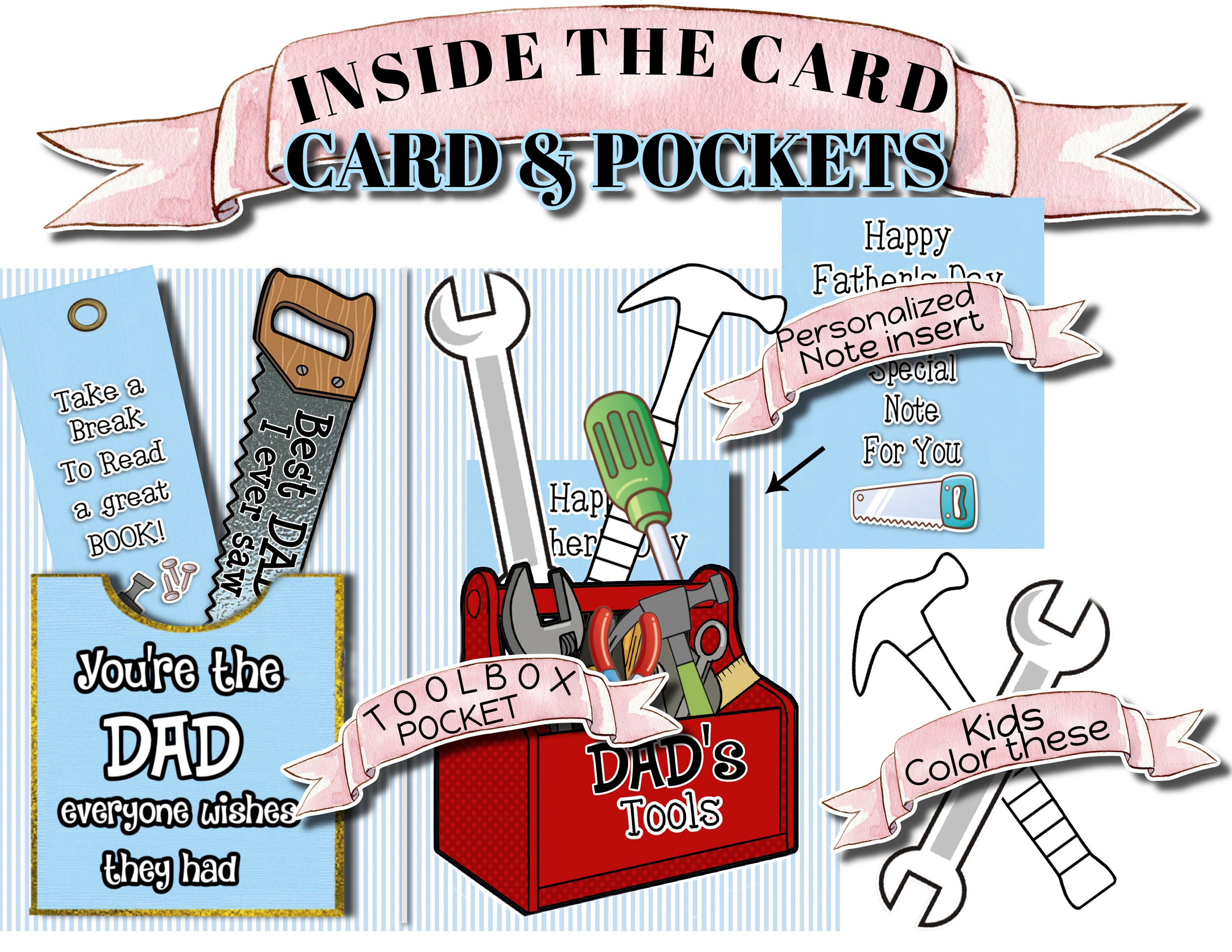 DAD'S TOOLBOX CARD Set Father's Day Card Envelope - Etsy