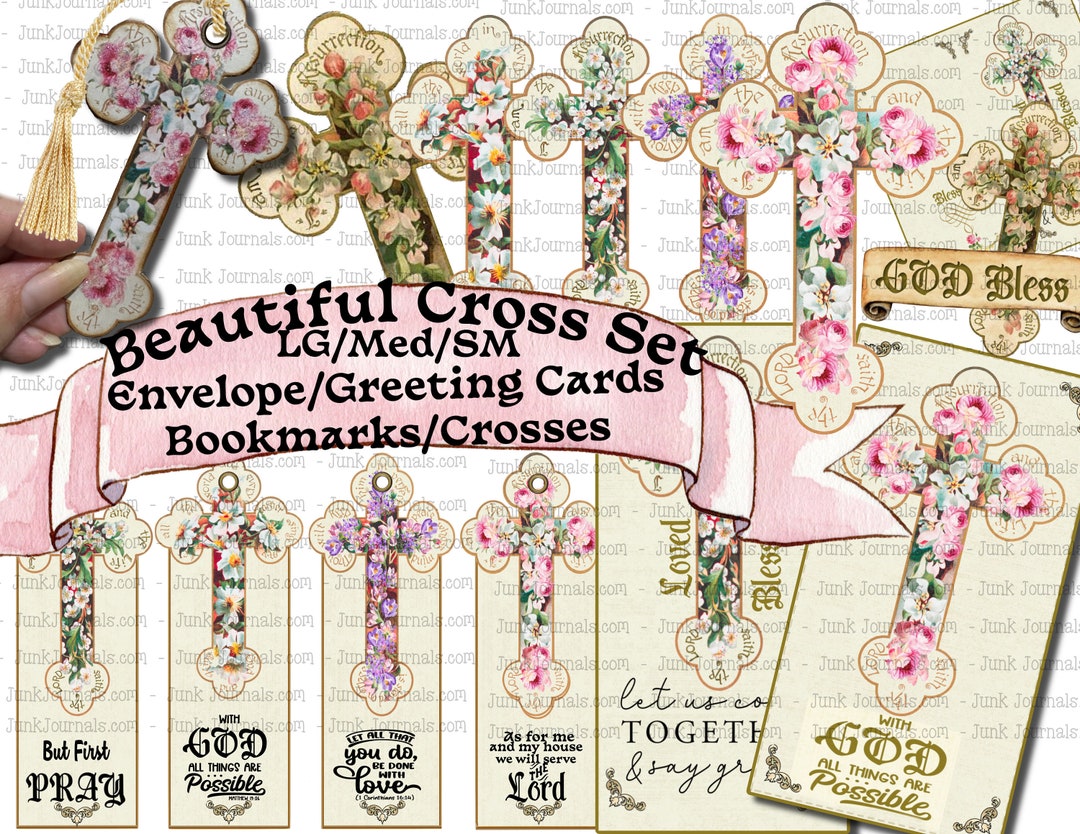 BEAUTIFUL CROSS KIT Paper Digital Printable Greeting Cards, Bookmarks ...