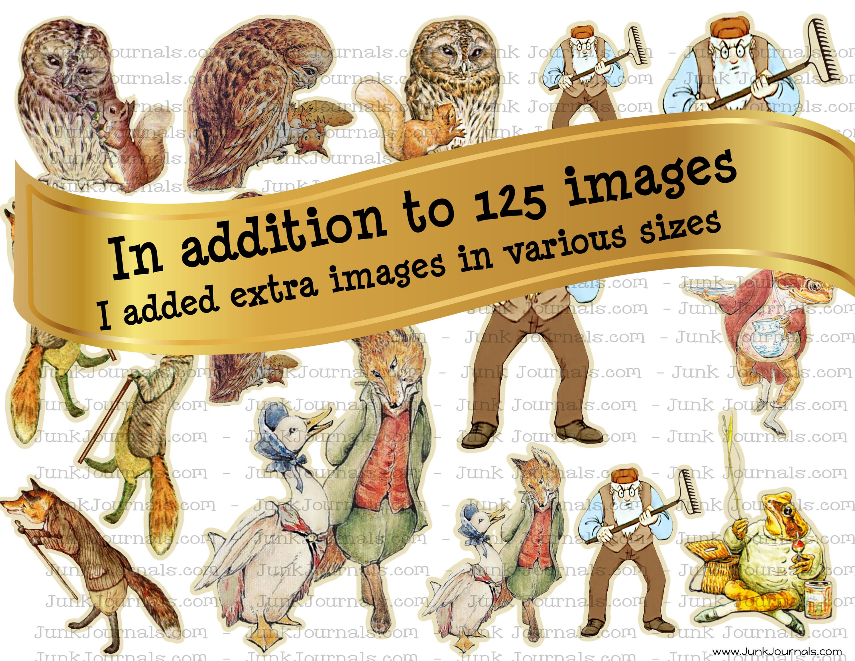 125 PRINTABLE PETER RABBIT Beatrix Potter & Garden Clip Art Fussy Cuts ...