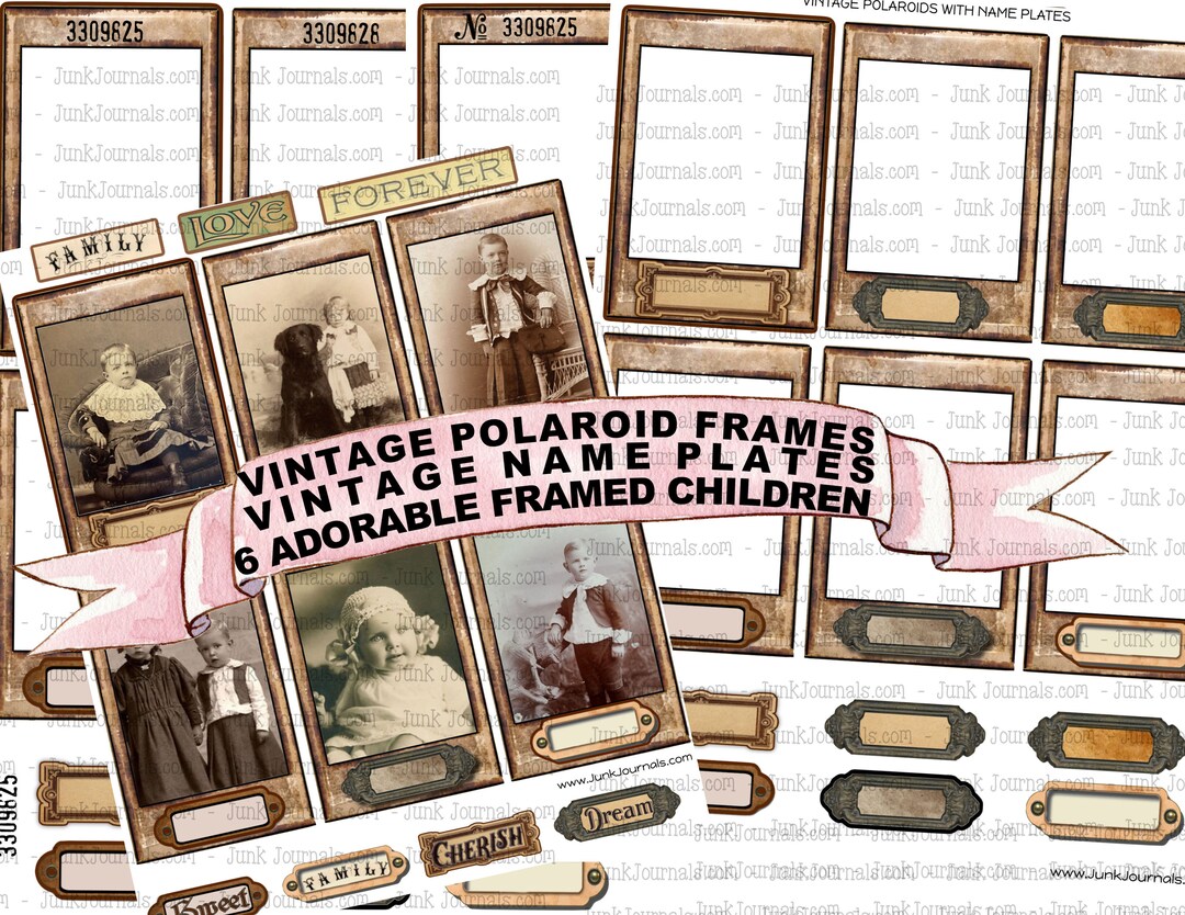 VINTAGE POLAROID FRAMES & Photos Collage Name Plates Stamped Numbers ...