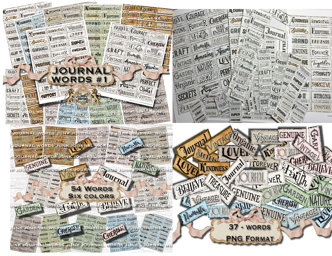 JOURNAL WORD BUNDLE Printable Words Junk Journal, Scrapbook ...