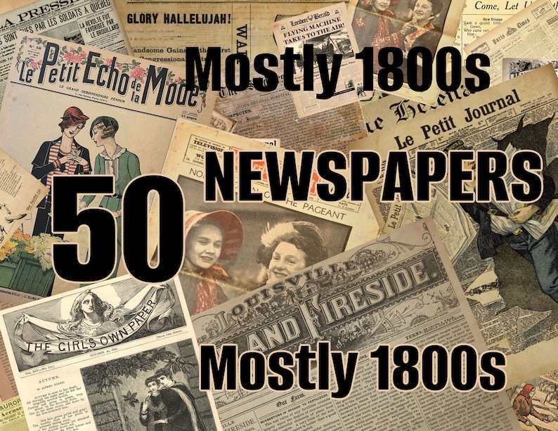 50 ANTIQUE NEWSPAPERS BUNDLE 1775-1800s Front Page News French Paris ...