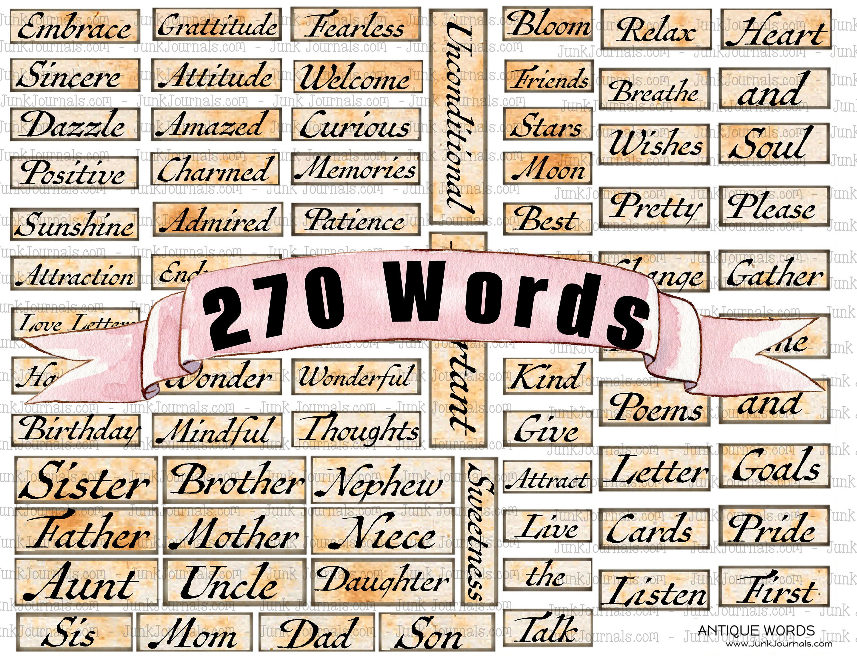 270 ANTIQUE HANDWRITTEN Words Junk Journal Scrapbook Ephemera Bible ...