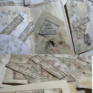 200 PRAYER JOURNAL FAITH Bible Words & Phrases Vintage Tag Labels God ...