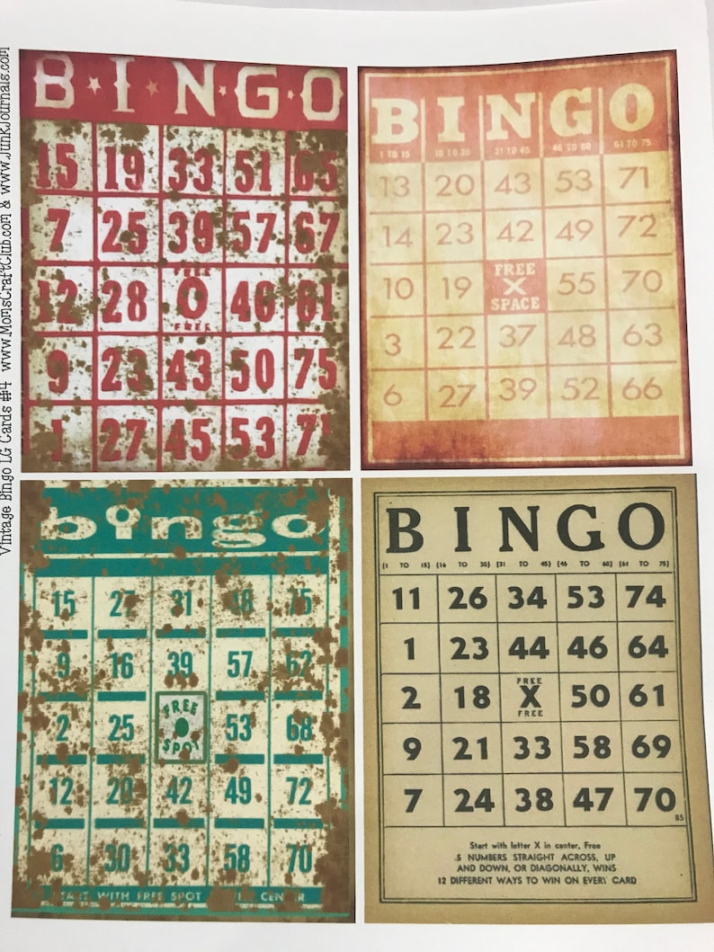 16 Vintage BINGO CARDS Antique Grunge Rusty Old Digital - Etsy