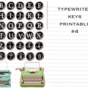 VINTAGE TYPEWRITER KEYS Printable Digital Bundle 7 Pages & 42 Clip Art ...