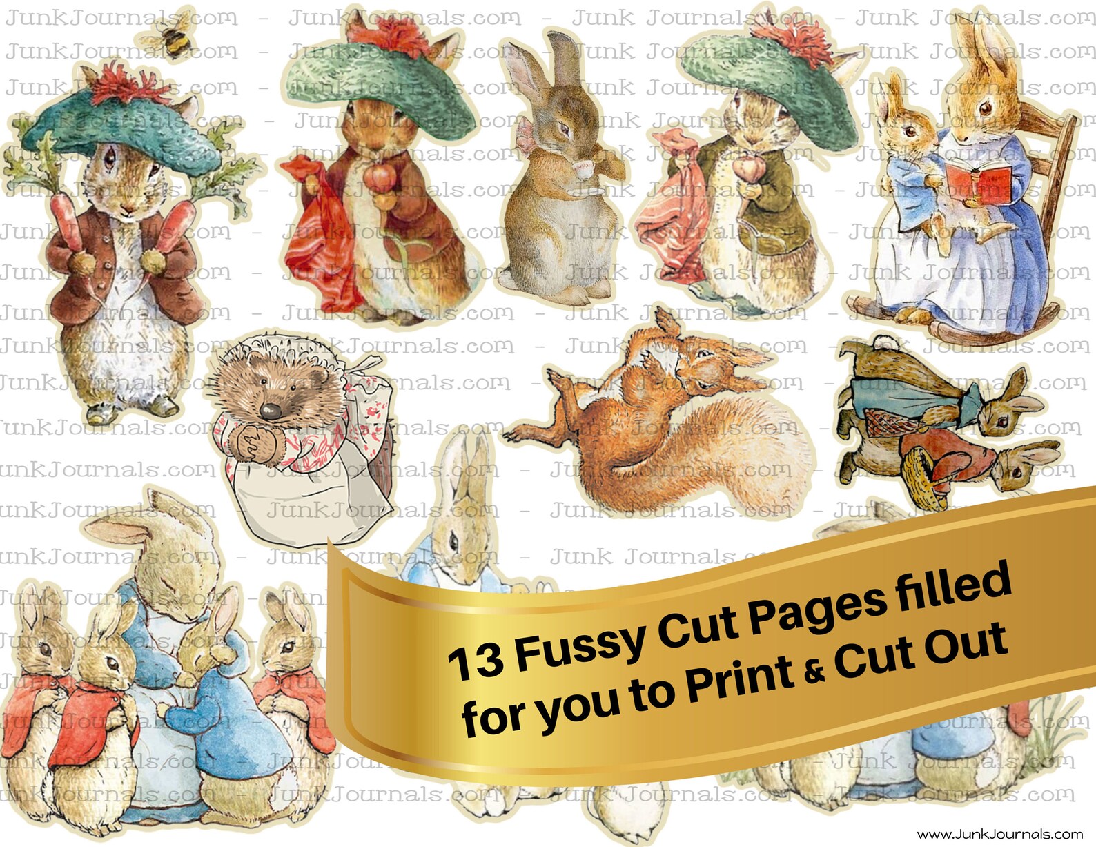 125 PRINTABLE PETER RABBIT Beatrix Potter & Garden Clip Art Fussy Cuts ...