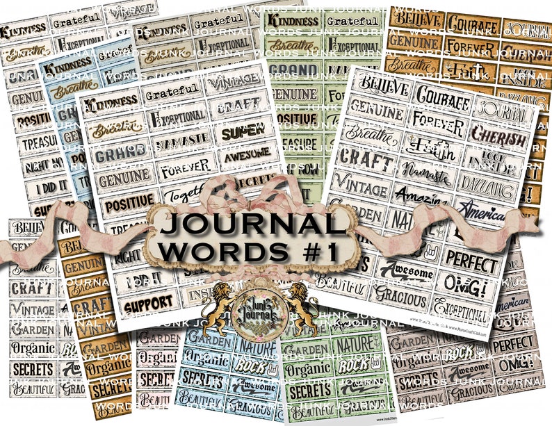 JOURNAL WORD BUNDLE Printable Words Junk Journal, Scrapbook ...