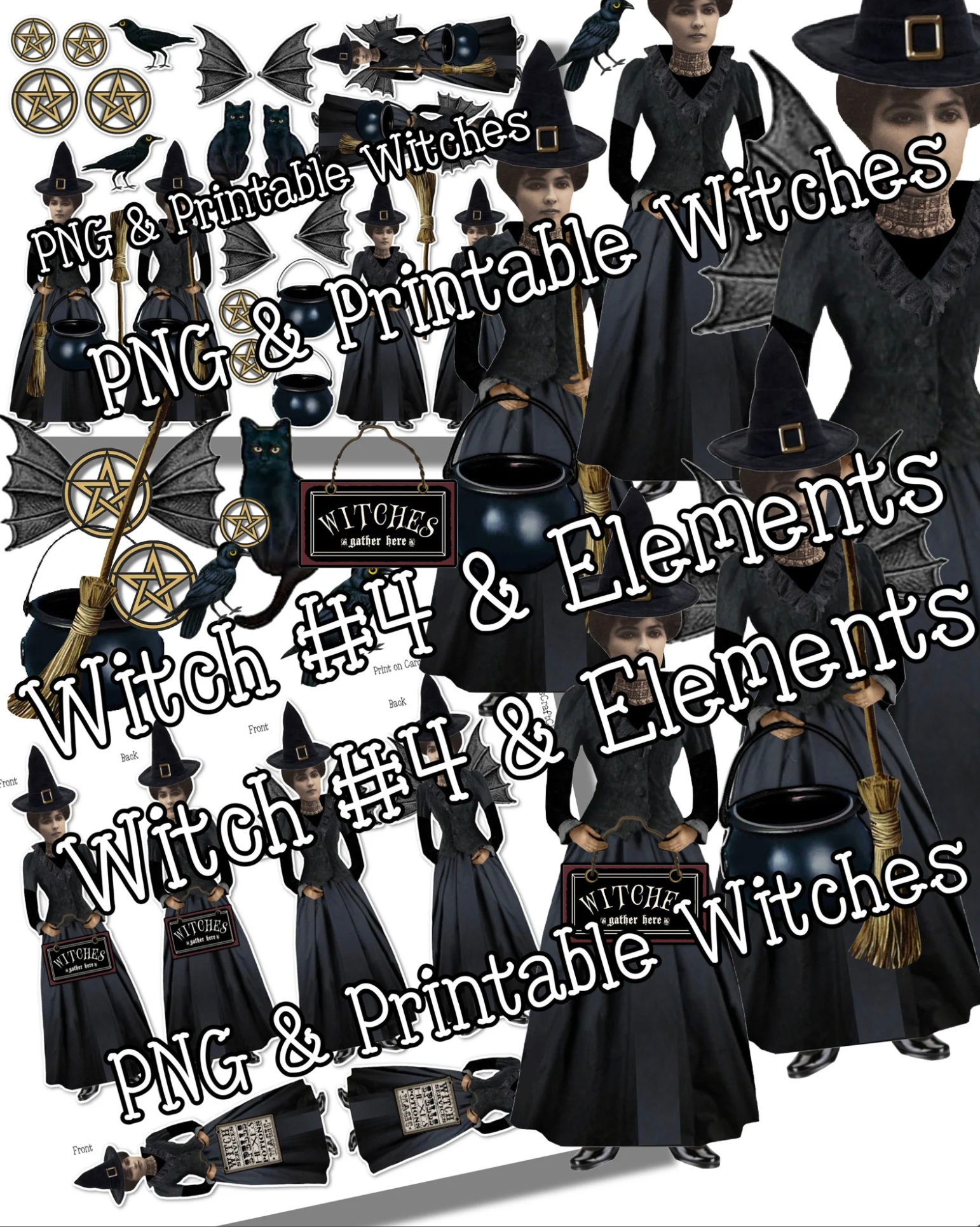 HUGE WITCH BUNDLE 14 Altered Witches 30 Elements Printable - Etsy