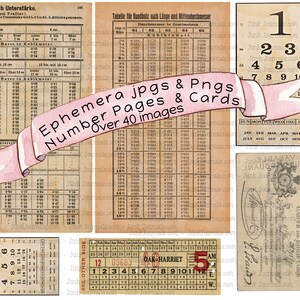 ANTIQUE NUMBERS CALCULATION Tables, Charts, Cards Vintage Ephemera Huge ...