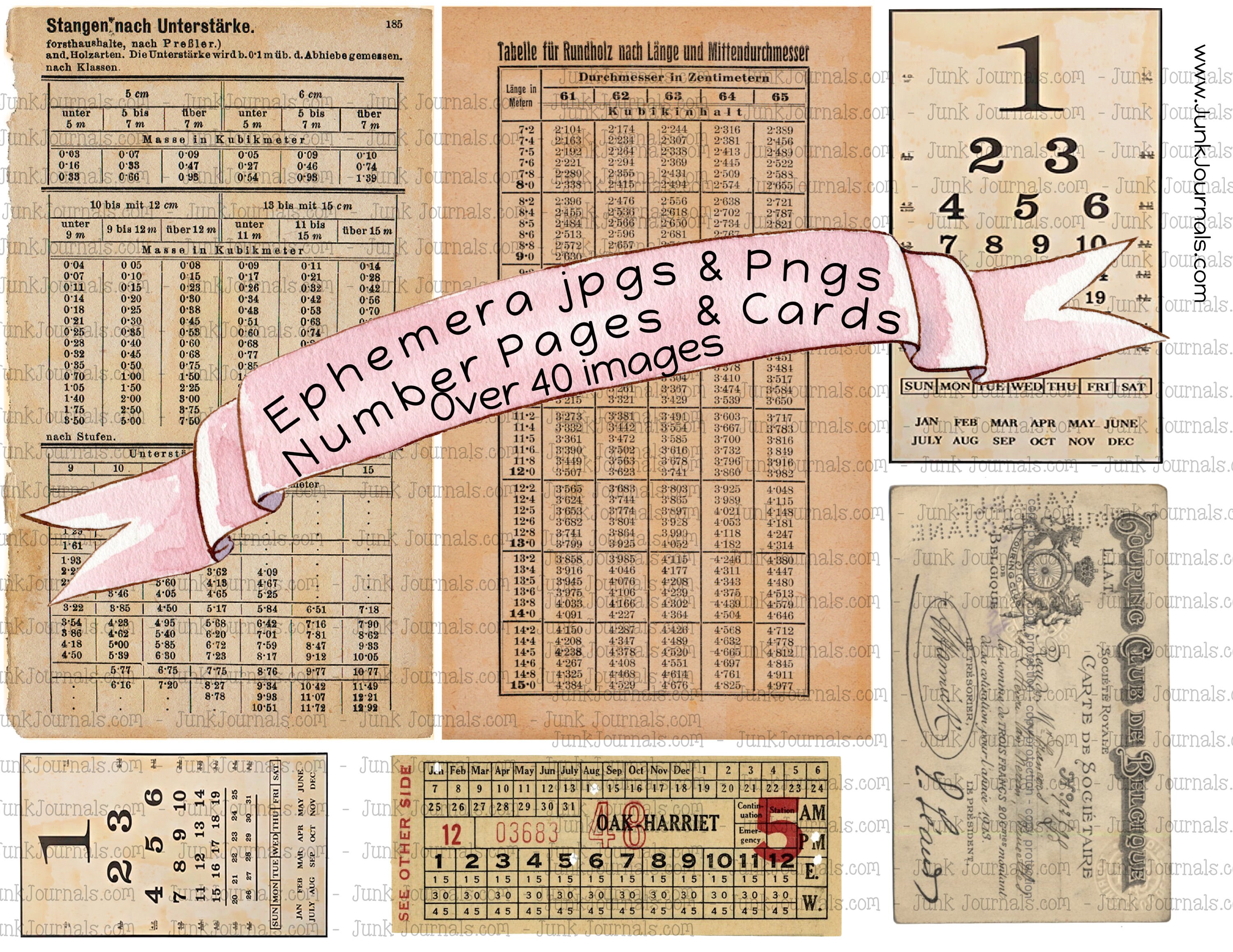 ANTIQUE NUMBERS CALCULATION Tables, Charts, Cards Vintage Ephemera Huge ...