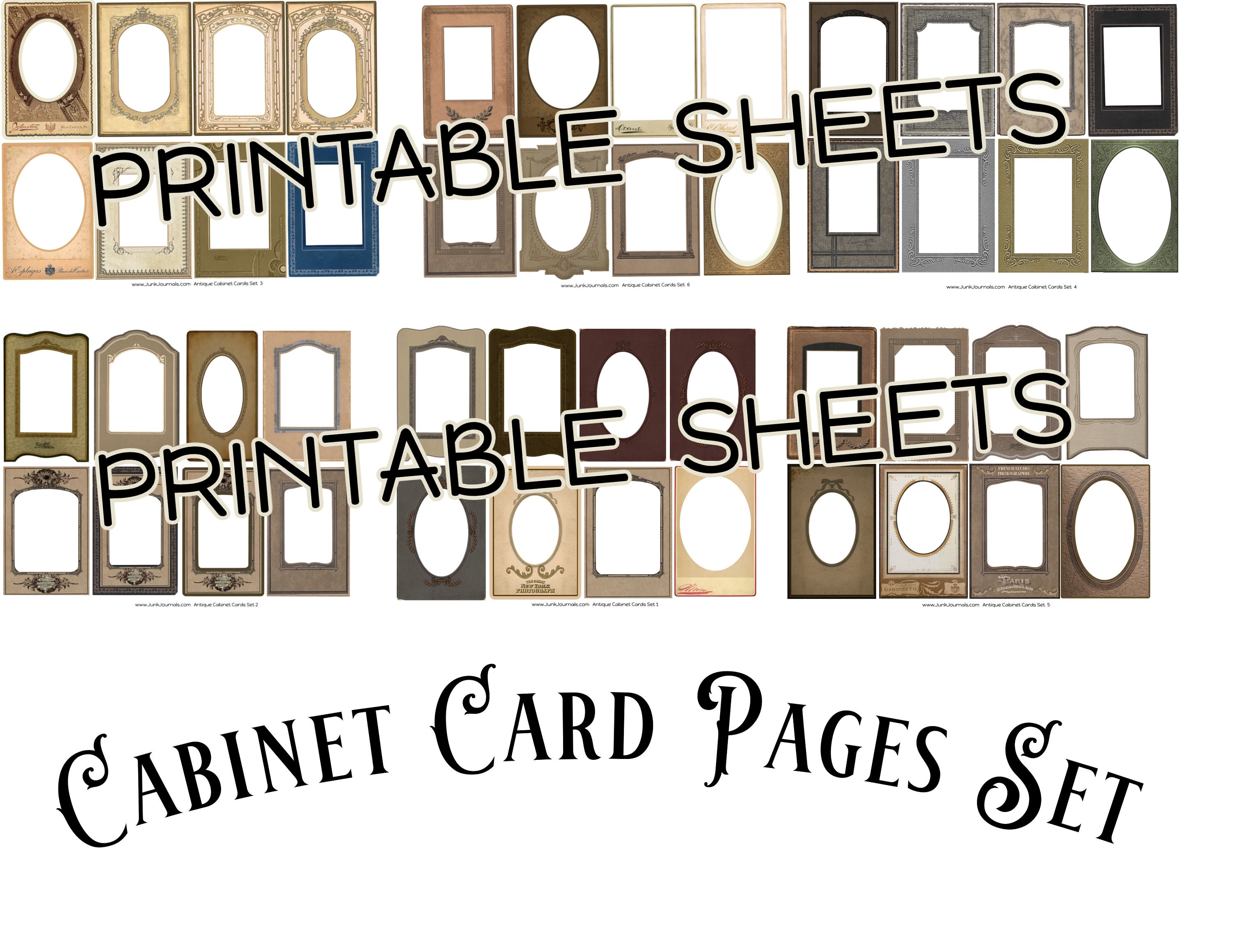 ANTIQUE CABINET CARDS - Frames - Collage Sheets. Printable Pages ...