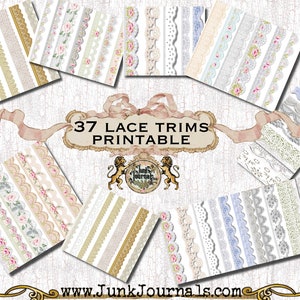 BEAUTIFUL LACE TRIM Bundle Printable and Pngs Vintage Crochet Lace ...