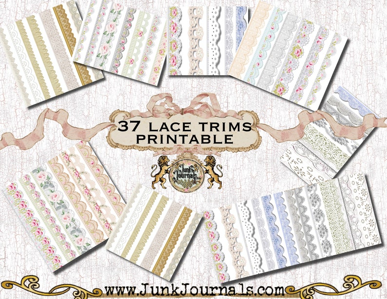 BEAUTIFUL LACE TRIM Bundle Printable and Pngs Vintage Crochet Lace ...