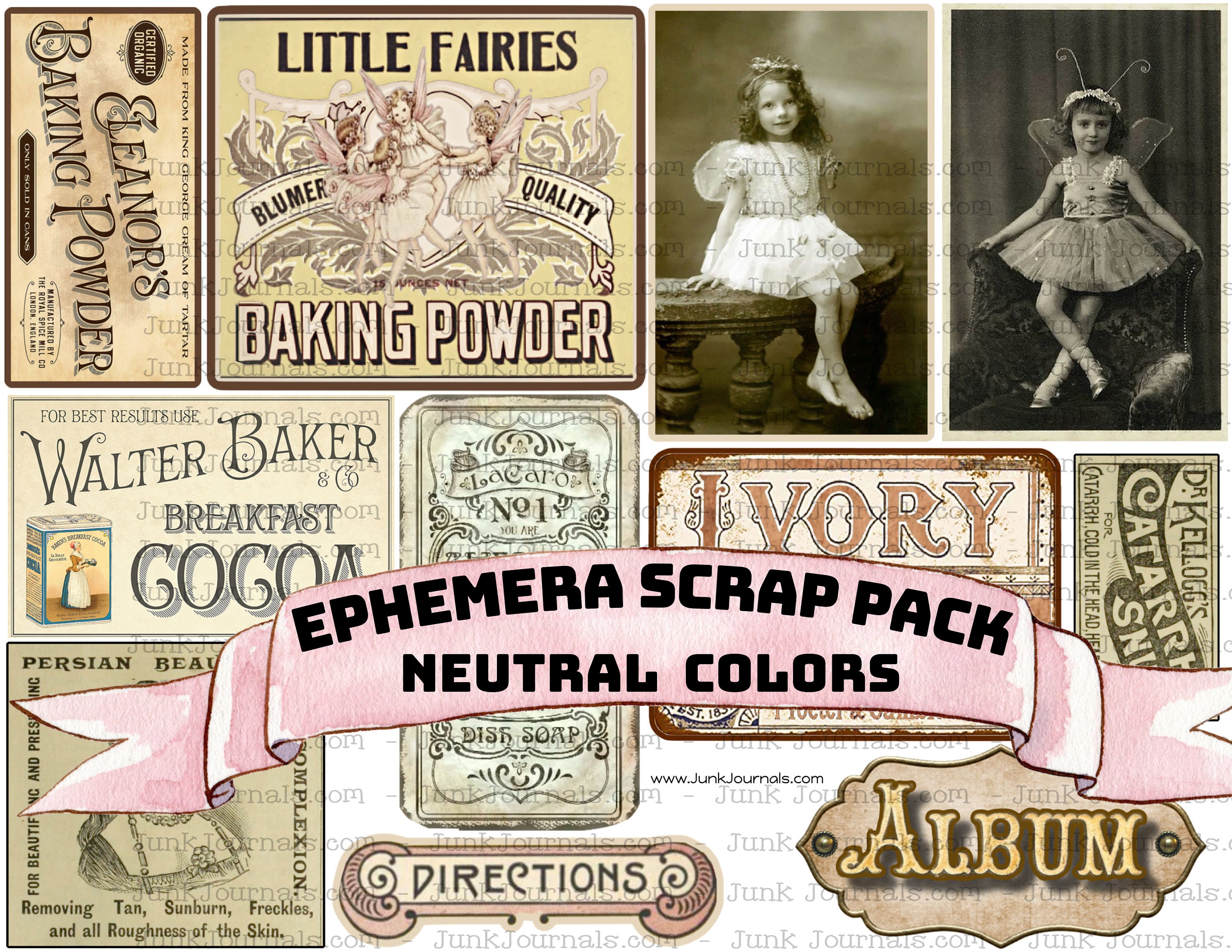NEUTRALS EPHEMERA SCRAP Pack Old Labels Printable (in Jpg), Junk ...
