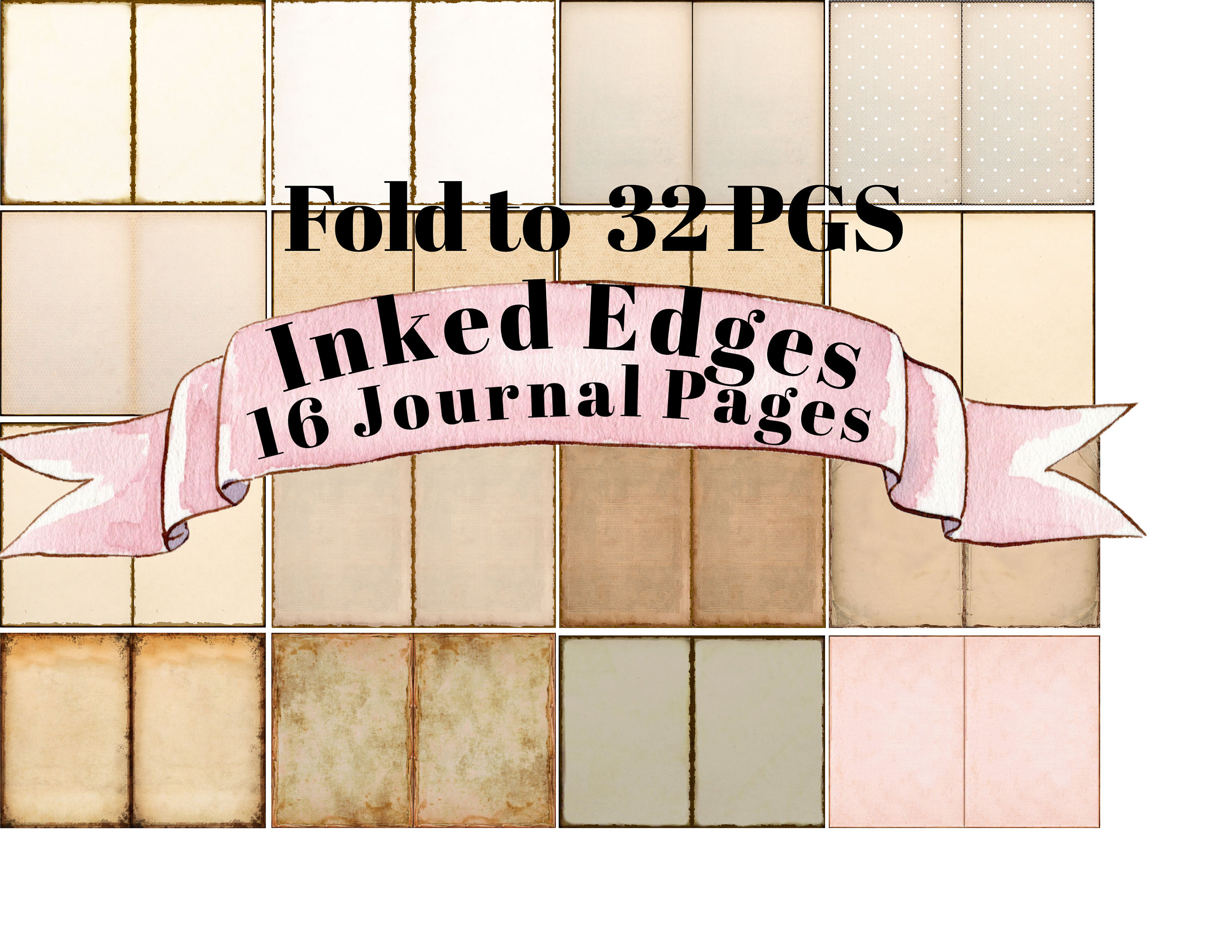 INKED Edges JOURNAL PAGES Huge Bundle Blank and Lined Distressed ...