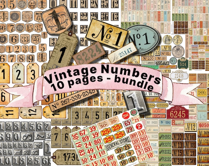 Number Labels Mini Shabby Numbers and Text Label Tags Set 4 Printable ...