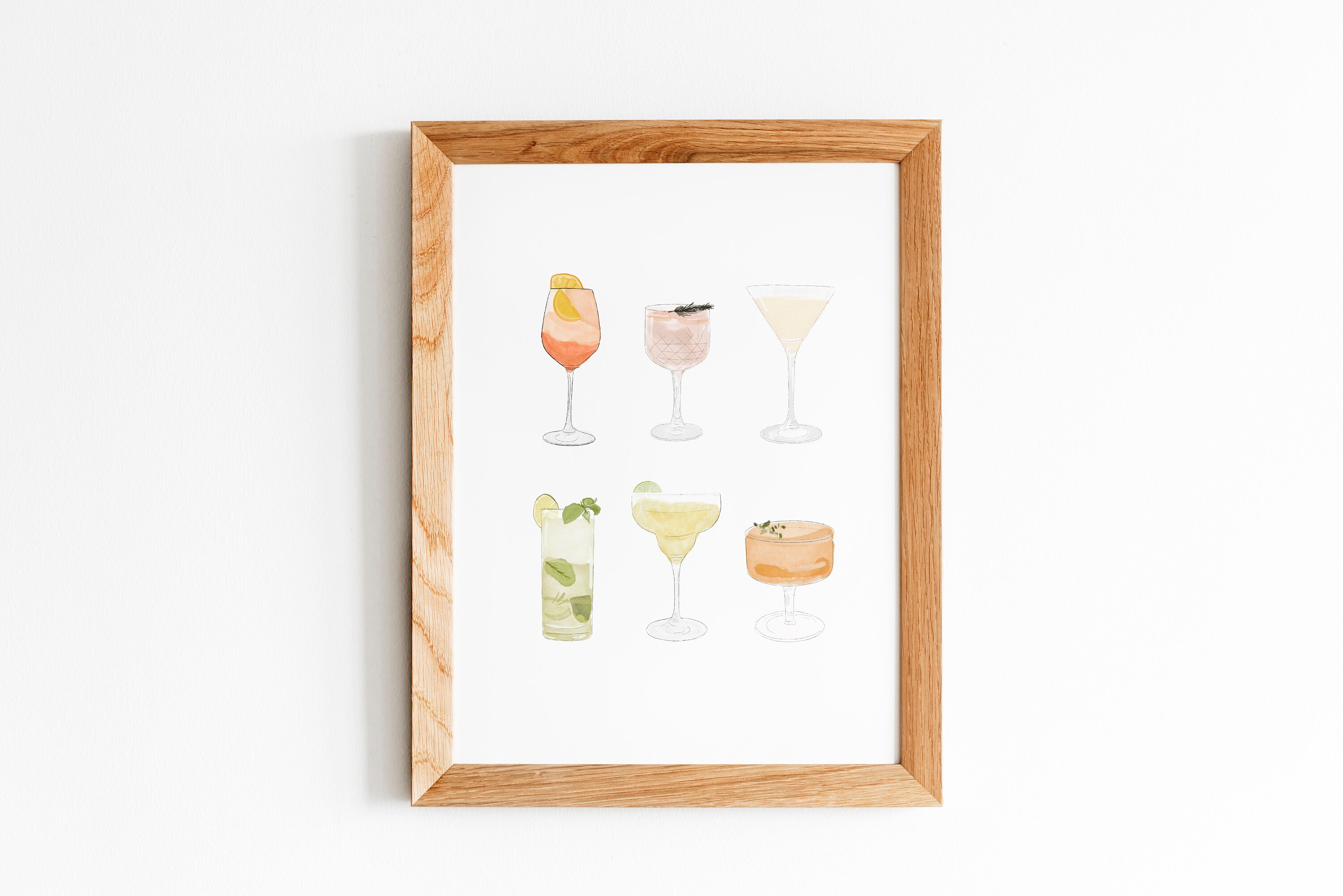 Illustrated Cocktail Art Print Kitchen Wall Decor Colourful - Etsy