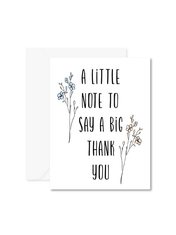 Little Note for Big Thank You Thank You Card Greeting Card - Etsy