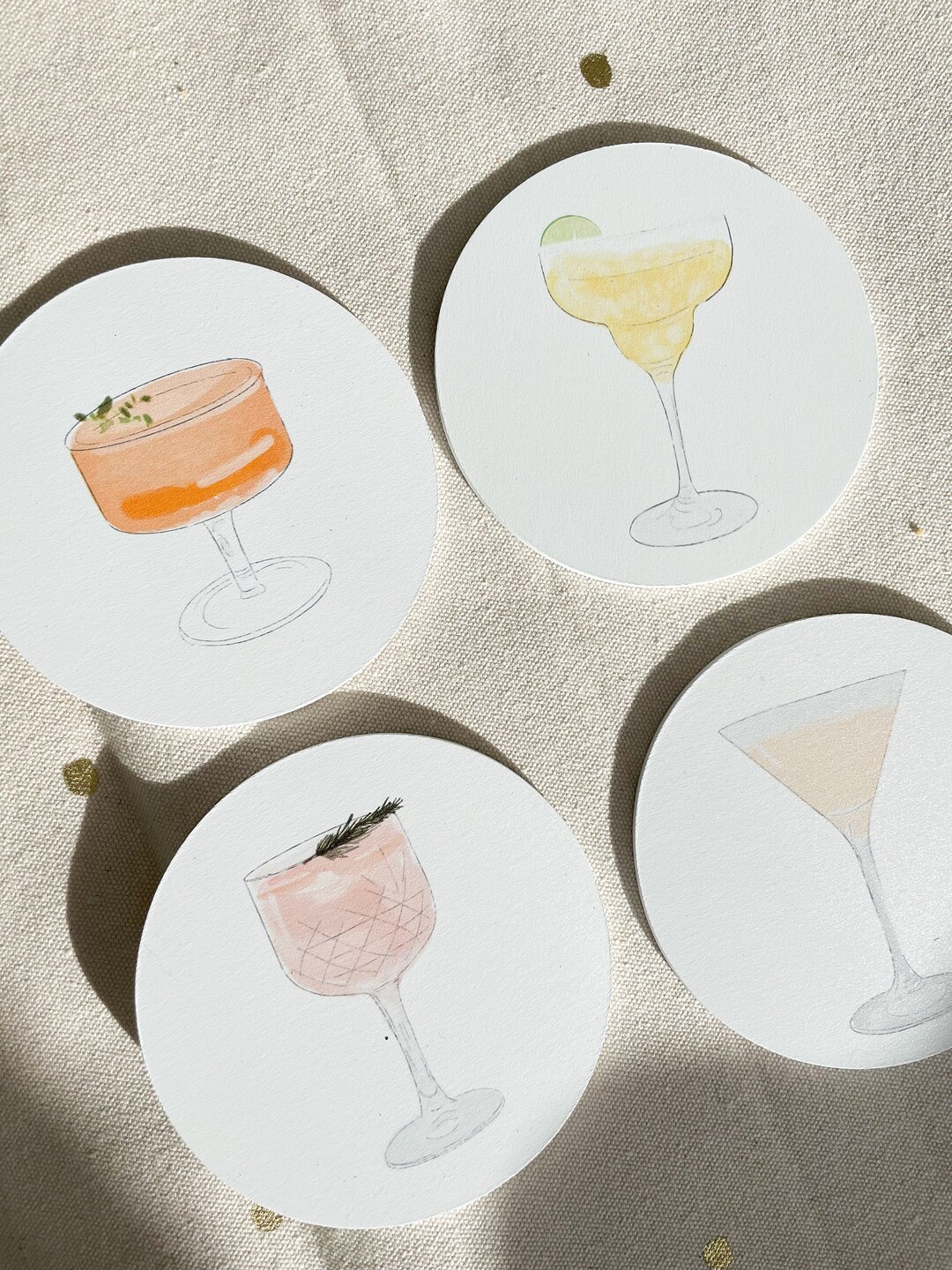 Cocktail Drink Coasters, Set of 4 Coasters, Absorbent Coasters for Mugs ...