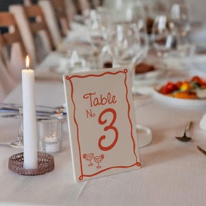 Italian Theme Wavy Table Sign Template, Wedding Table Numbers, Wedding ...