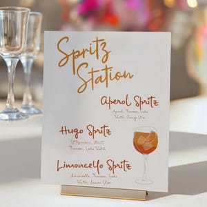Spritz Station Digital Template, Printable Bar Sign, Bridal Shower Bar ...