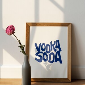 Vodka Soda Groovy Typography Cocktail Art Print, Colourful Liquor Drink ...