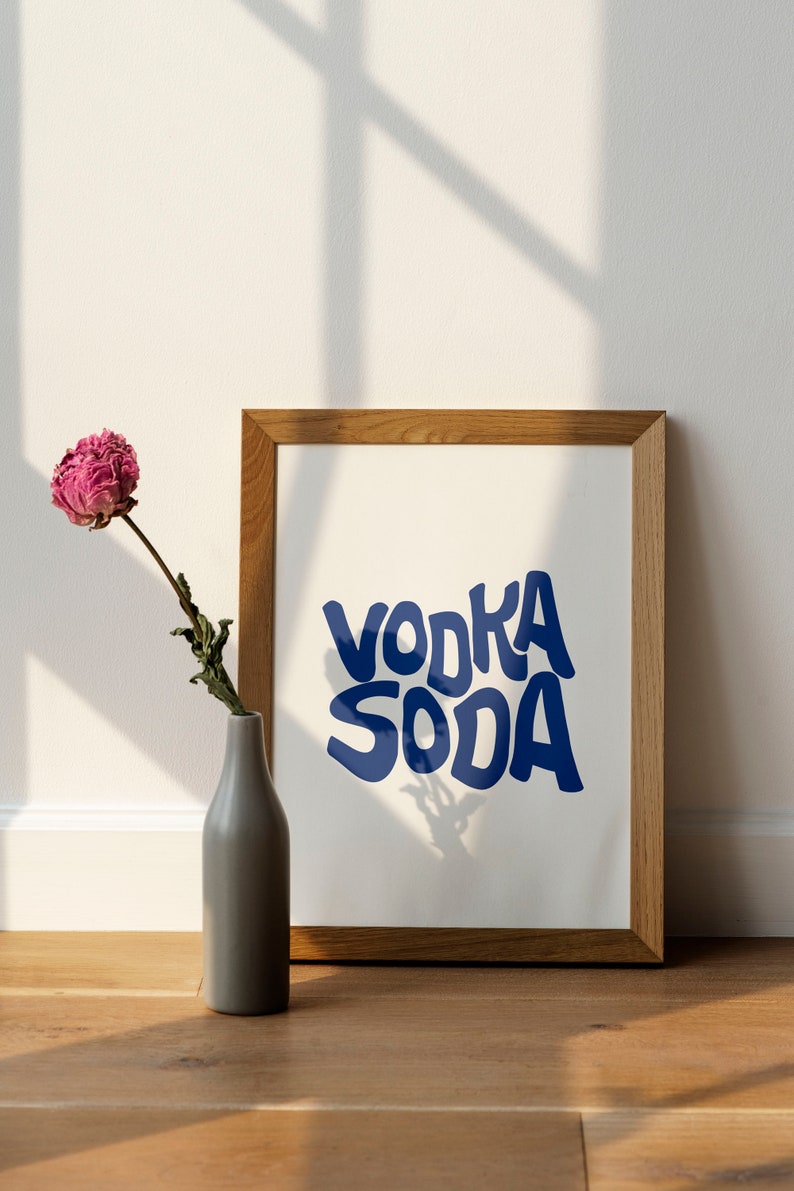 Vodka Soda Groovy Typography Cocktail Art Print, Colourful Liquor Drink ...