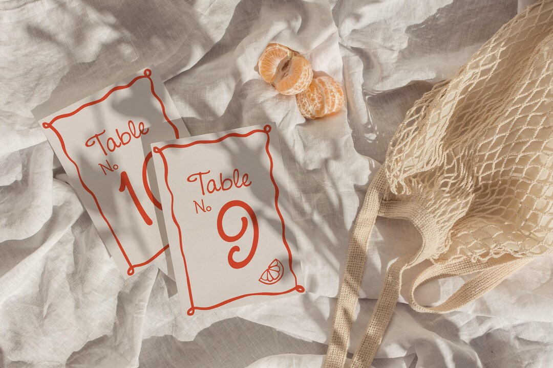 Italian Theme Wavy Table Sign Template, Wedding Table Numbers, Wedding ...