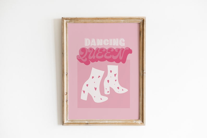 Dancing Queen Art Print Retro Disco Wall Art Pink Aesthetic - Etsy