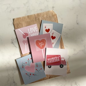 Mini Valentine's Day Cards, Valentine's Pack, Set of 8 or 16, Love ...