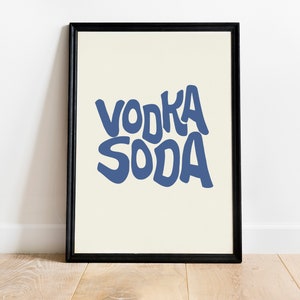 Vodka Soda Groovy Typography Cocktail Art Print, Colourful Liquor Drink ...
