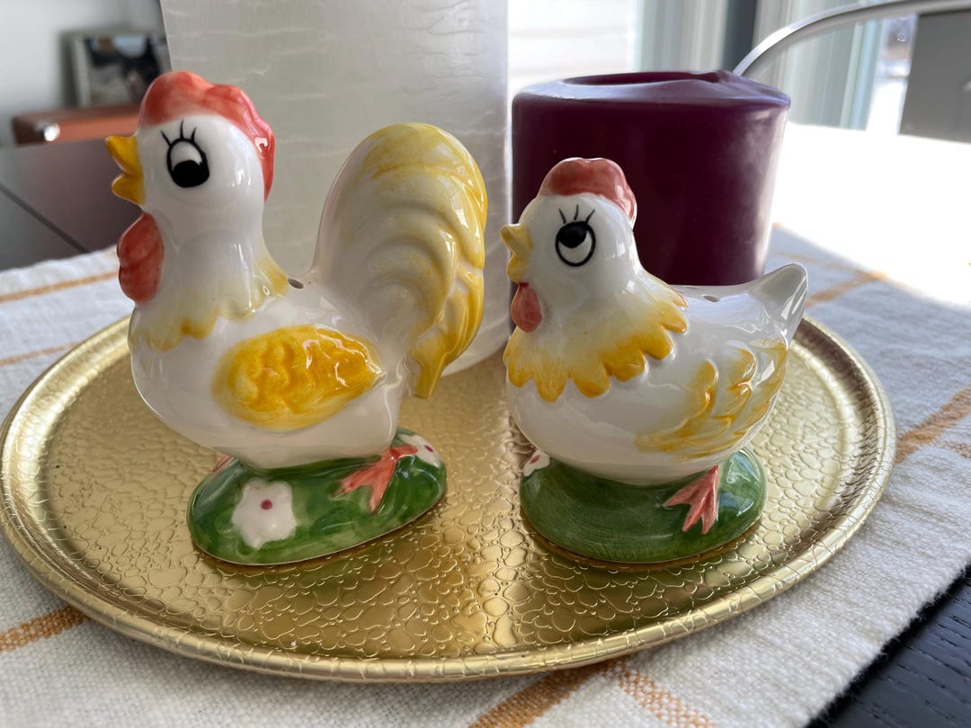 Vintage Lefton Salt and Pepper Shakers/chicken Pair/rooster and Chicken ...
