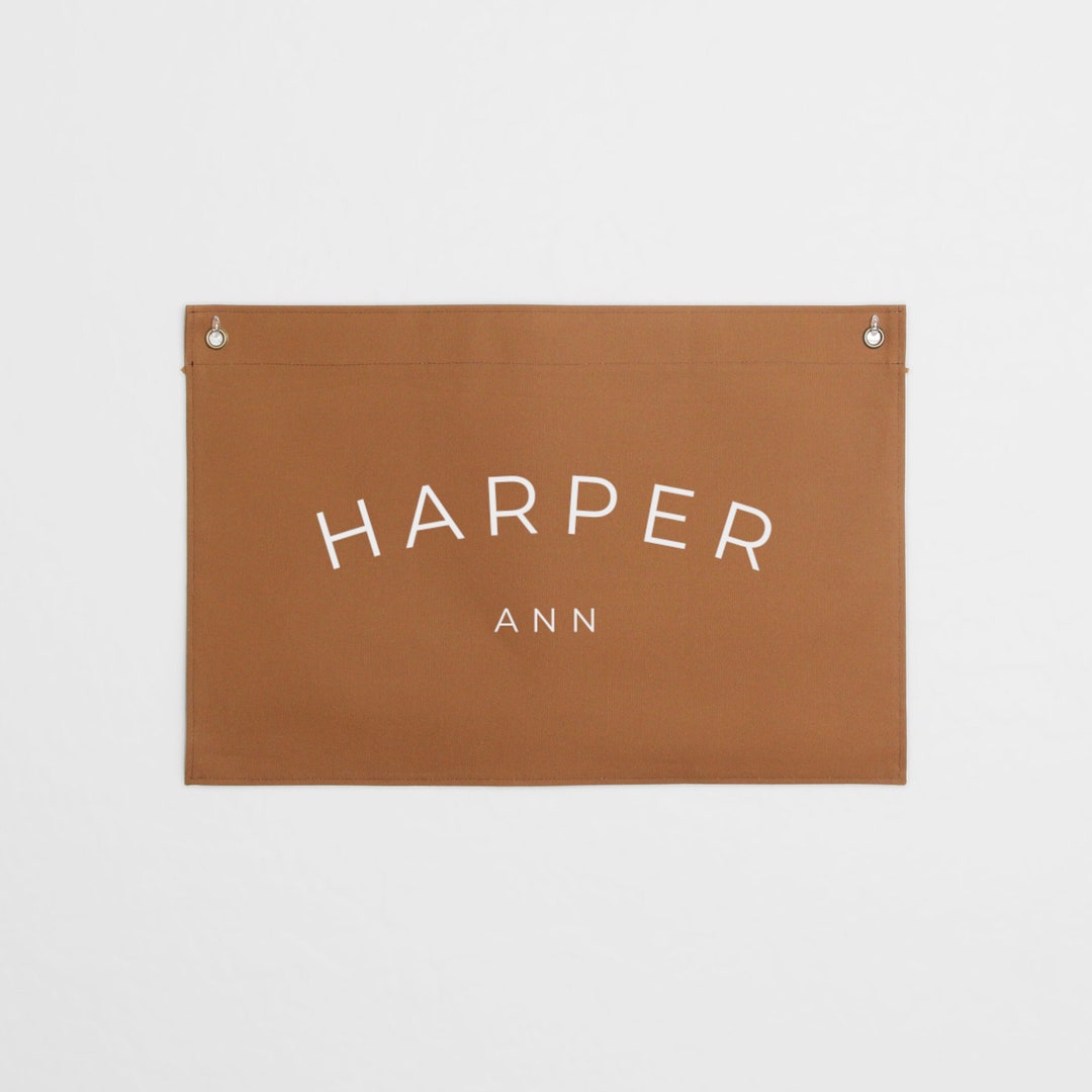 Canvas Flag Banner Brown Custom Name Sign - Nursery Wall Hanging Decor ...