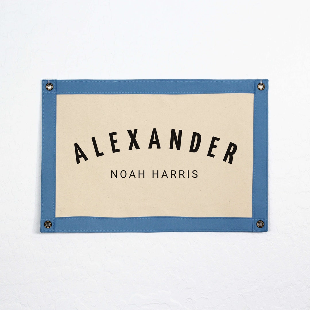 Canvas Flag Banner Custom Name Sign With Felt Frame - Home Wall Hanging ...