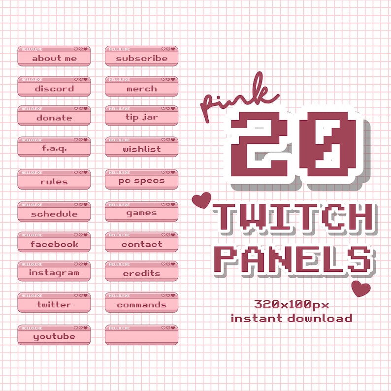 Pink Pixels TWITCH Panels - Etsy
