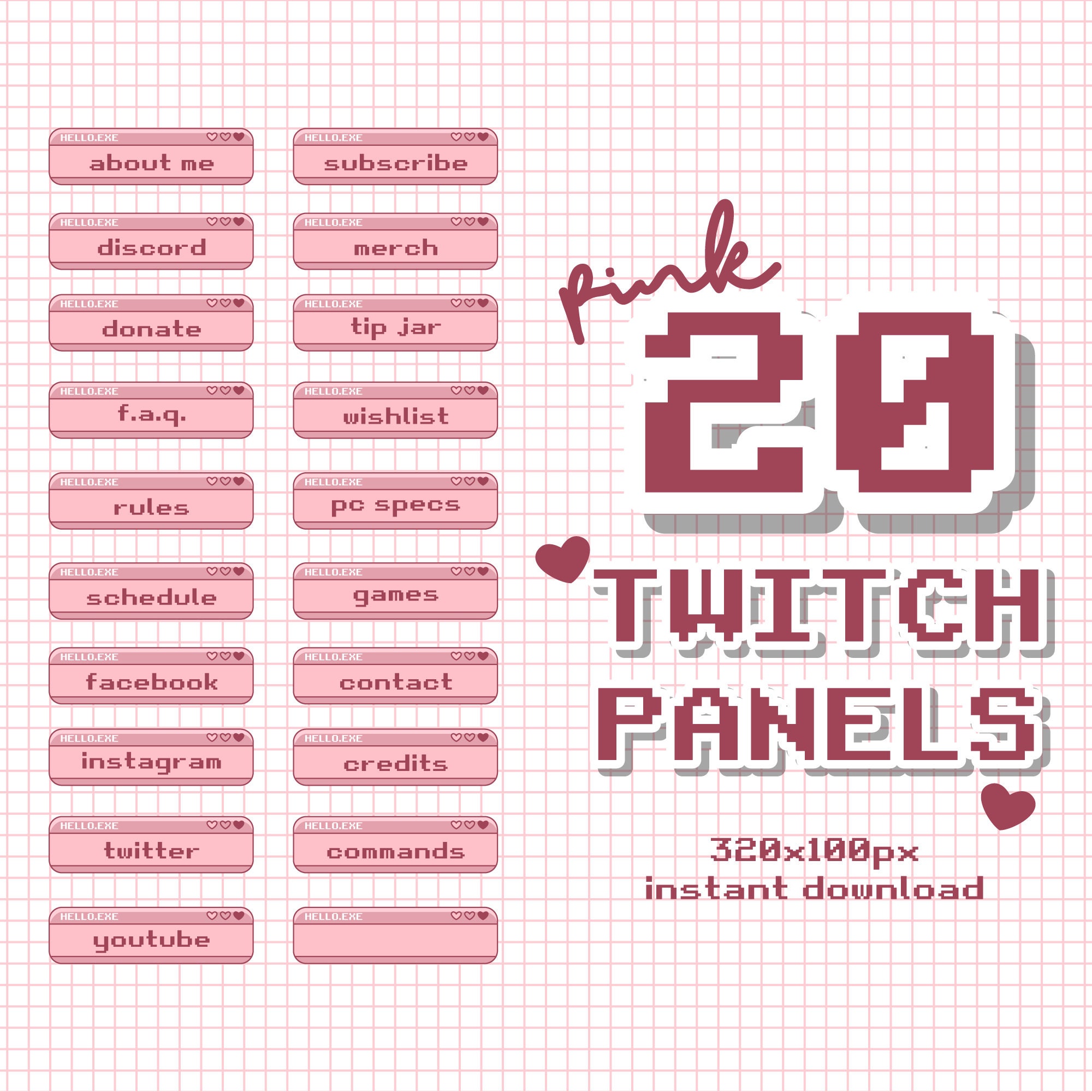Pink Pixels TWITCH Panels - Etsy