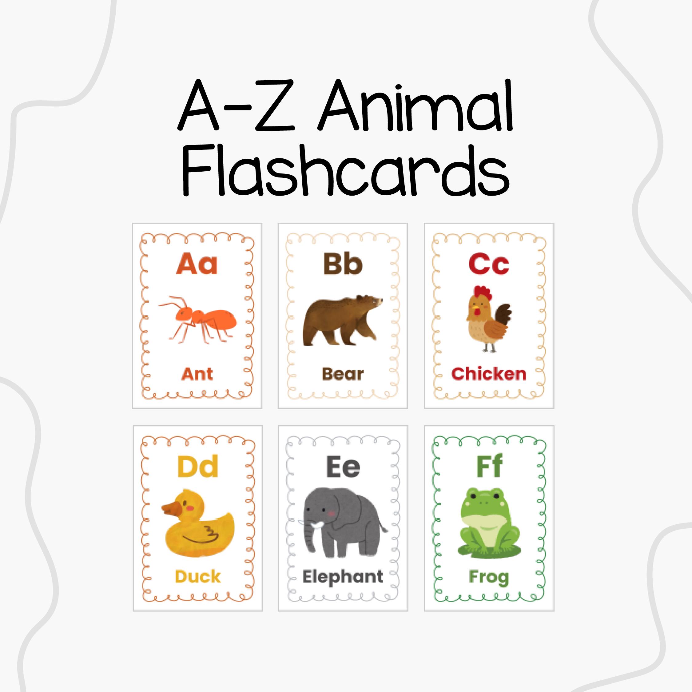 A-Z Animal Flashcards, Printable Flashcards, Preschool Flashcards ...
