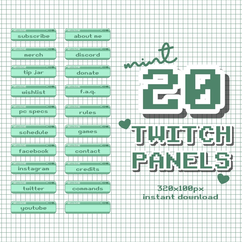 Mint Pixels TWITCH Panels - Etsy