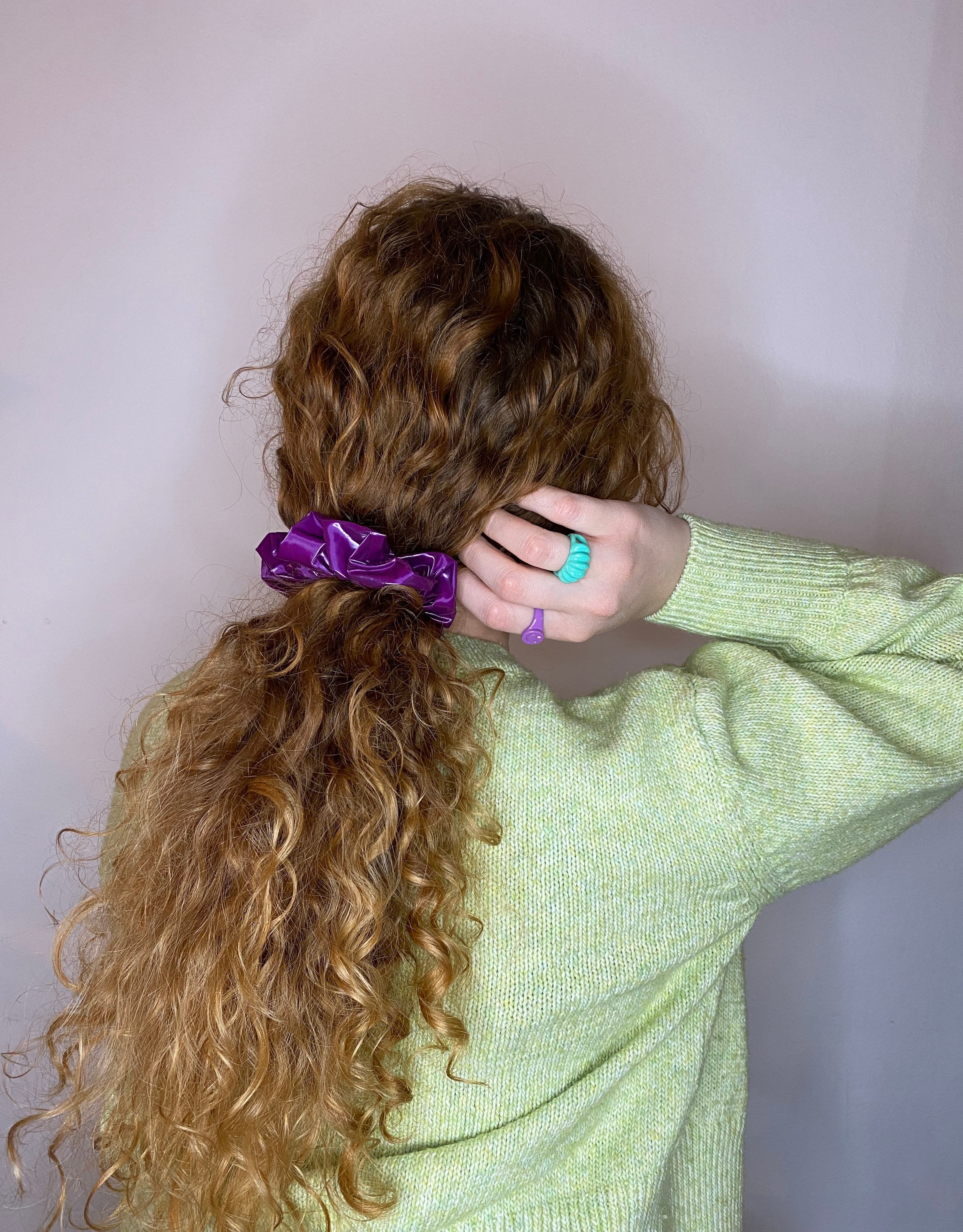 PURPLE SCRUNCHIE Pu Scrunchie Hair Tie Elastic Band Cute Scrunchie ...