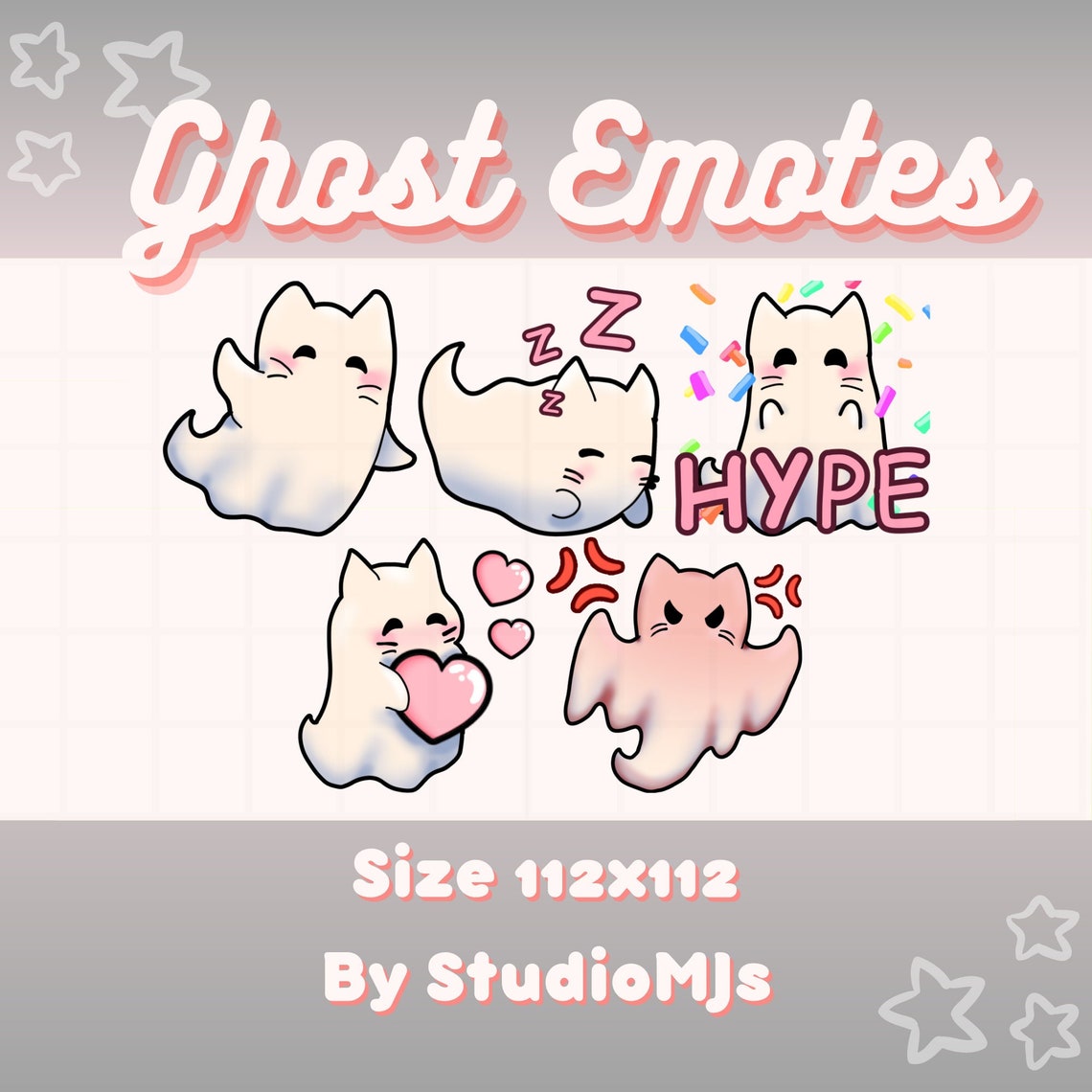 Cute Ghost Emotes // Halloween Twitch Sub Cheer Loyalty Spooky - Etsy