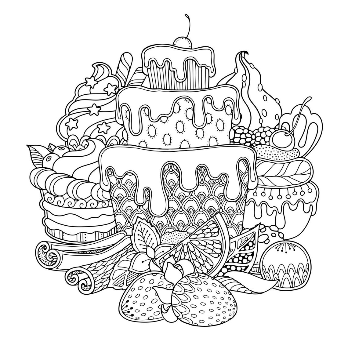 Fabulous Sweets Coloring Book for Adults Eatables Sweets - Etsy