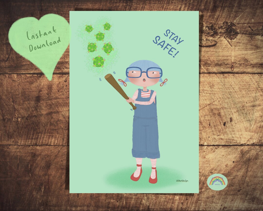 Stay Safe Art Printable, Children's Wall Decor, Home Wall Print ...