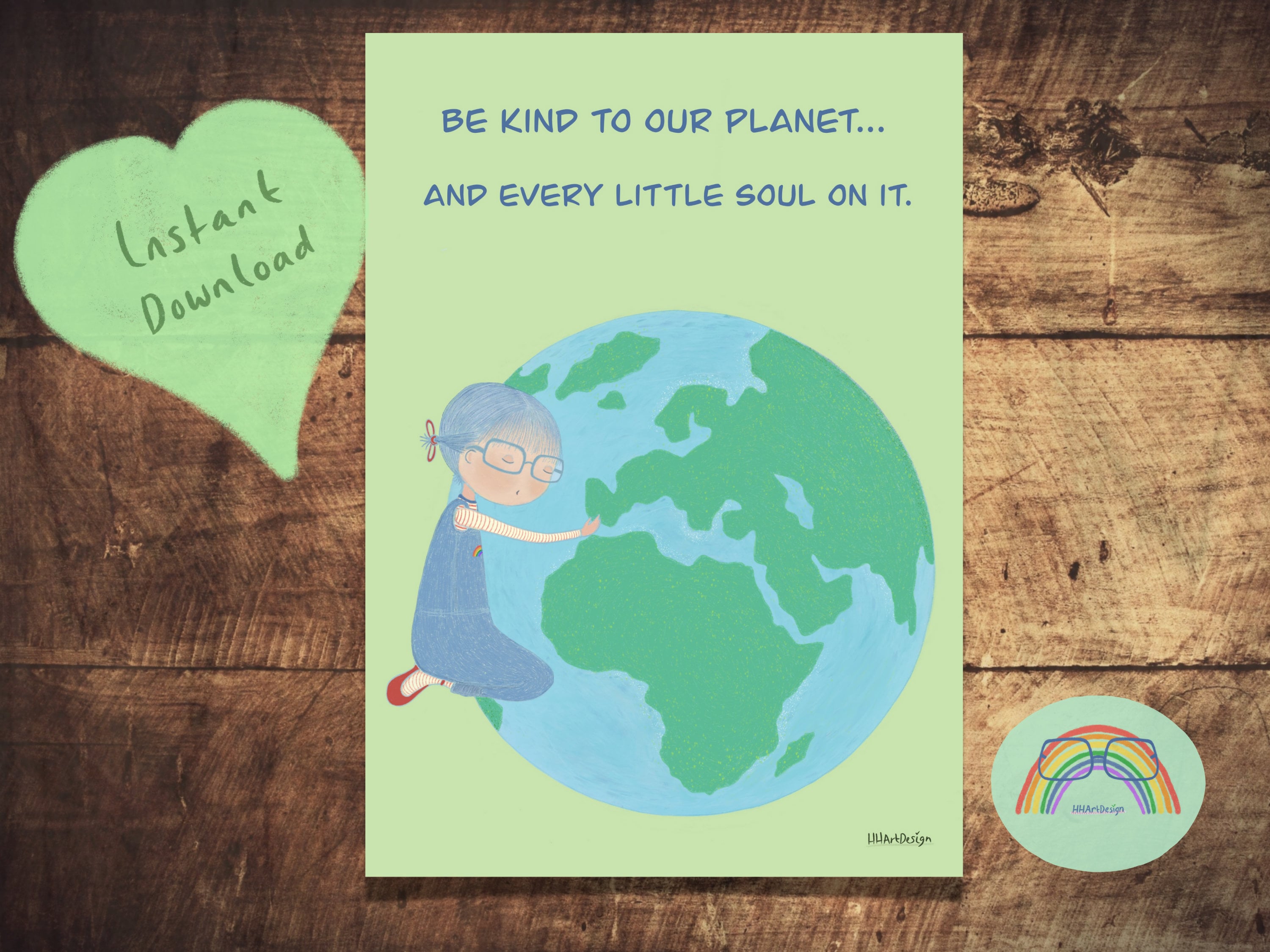 Be Kind to Our Planet Instant Download, A4 and 8x10 Digital Download ...