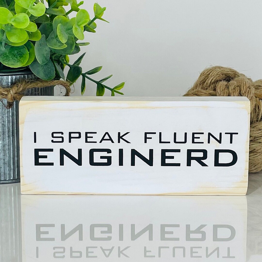 Nerdy Desk Decor, I Speak Fluent Enginerd, Geeky Decor, Funny Mini Sign ...