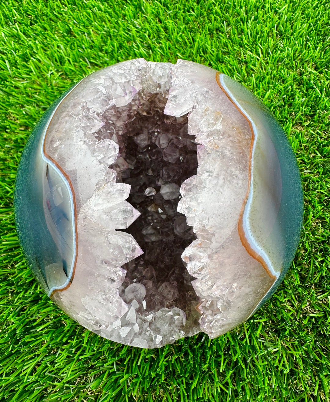 Large 2.5 Kg Amethyst Sphere Banded Red and Blue Agate, Top Quality ...