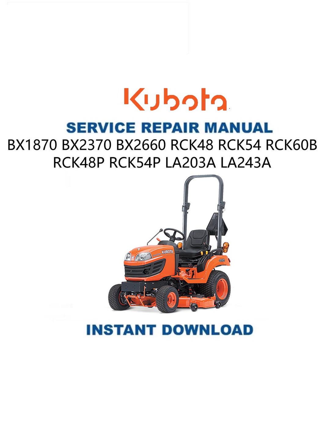 Kubota BX1870-LA243A Tractor Service Manual | BX1870 BX2370 BX2660 ...