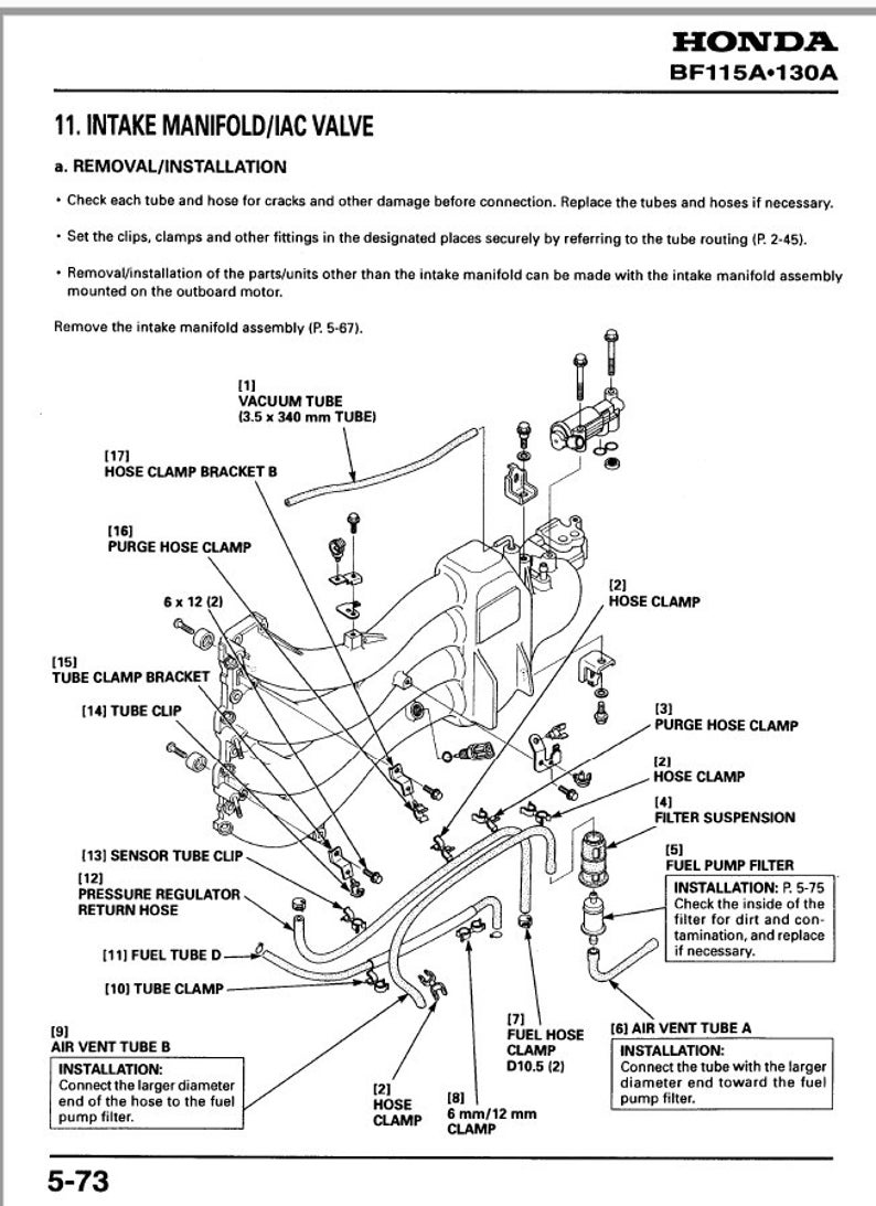Honda BF115A BF130A Outboard Service Manual - Immediate Download - Etsy
